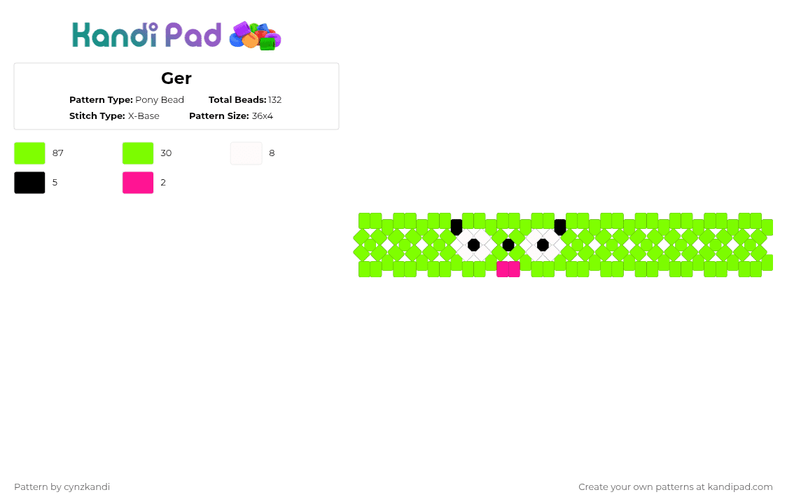 Ger Pony Bead Pattern - Kandi Pad | Kandi Patterns, Fuse Bead Patterns ...