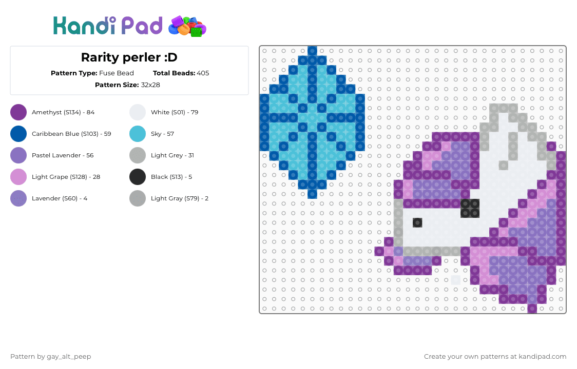 Rarity perler :D Fuse Bead Pattern - Kandi Pad | Kandi Patterns, Fuse ...