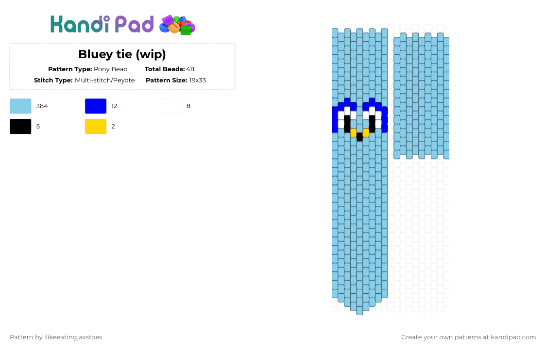 Bluey tie (wip) Pony Bead Pattern - Kandi Pad | Kandi Patterns, Fuse ...