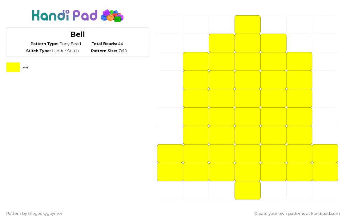 Bell Pony Bead Pattern - Kandi Pad | Kandi Patterns, Fuse Bead Patterns ...