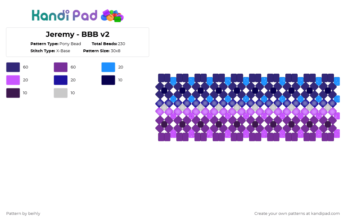 Jeremy - BBB v2 Pony Bead Pattern - Kandi Pad | Kandi Patterns, Fuse ...