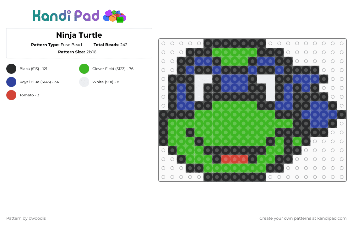 Ninja Turtle Fuse Bead Pattern - Kandi Pad | Kandi Patterns, Fuse Bead ...