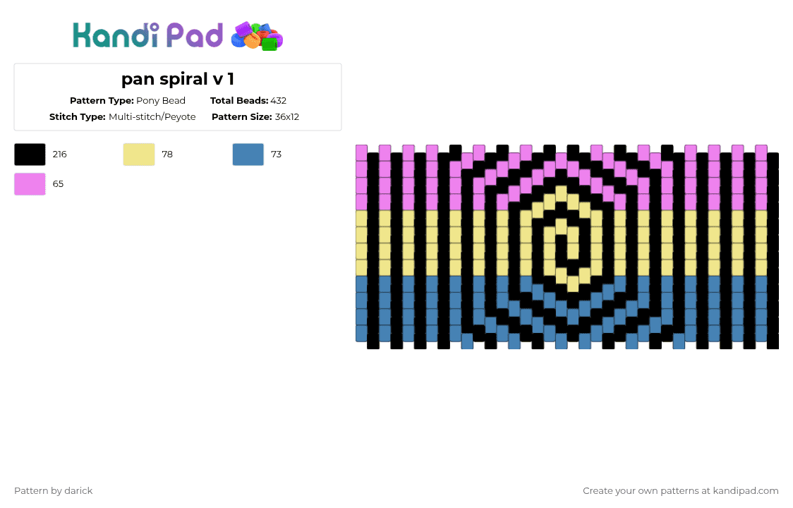 Pan spiral v 1 Pony Bead Pattern - Kandi Pad | Kandi Patterns, Fuse ...