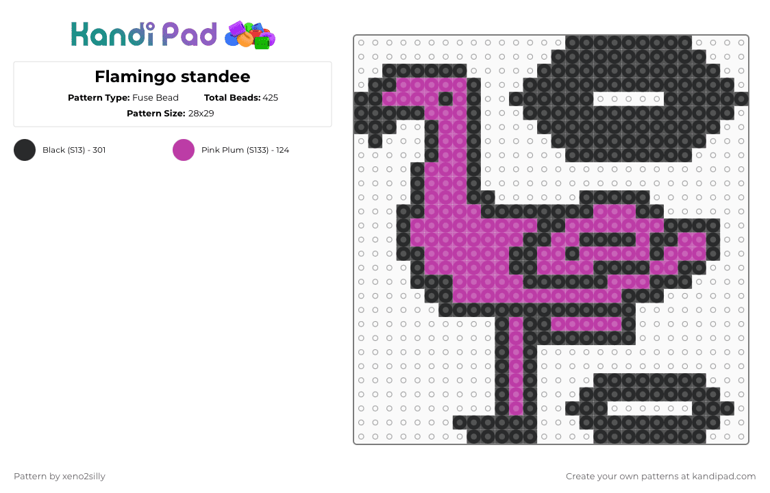 Flamingo standee Fuse Bead Pattern - Kandi Pad | Kandi Patterns, Fuse ...
