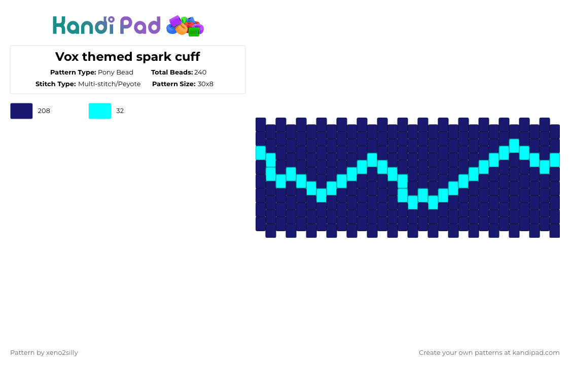Vox themed spark cuff Pony Bead Pattern - Kandi Pad | Kandi Patterns ...