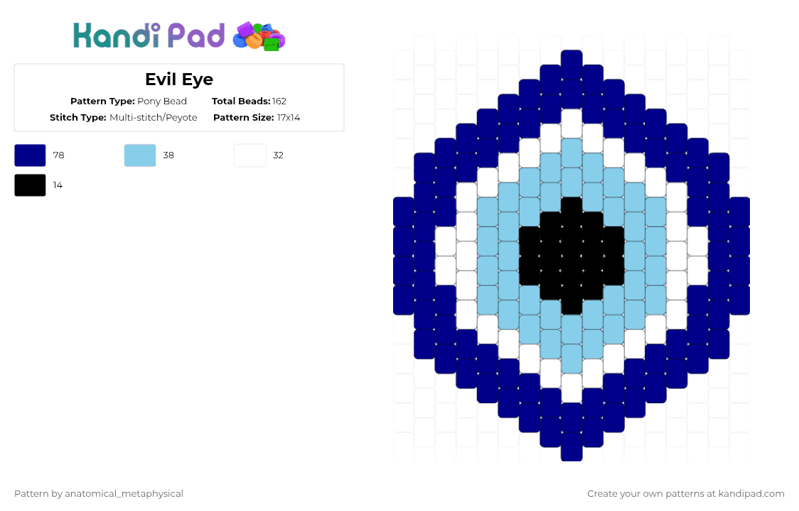 Evil Eye Pony Bead Pattern - Kandi Pad | Kandi Patterns, Fuse Bead ...
