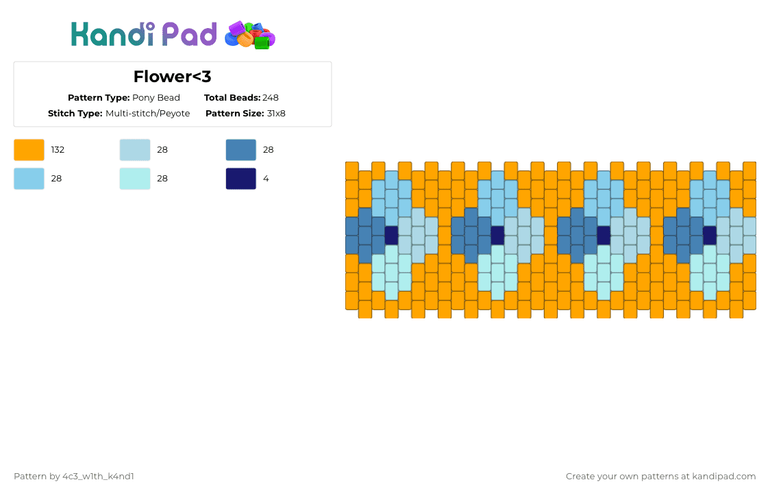 Flower Pony Bead Pattern - Kandi Pad | Kandi Patterns, Fuse Bead ...