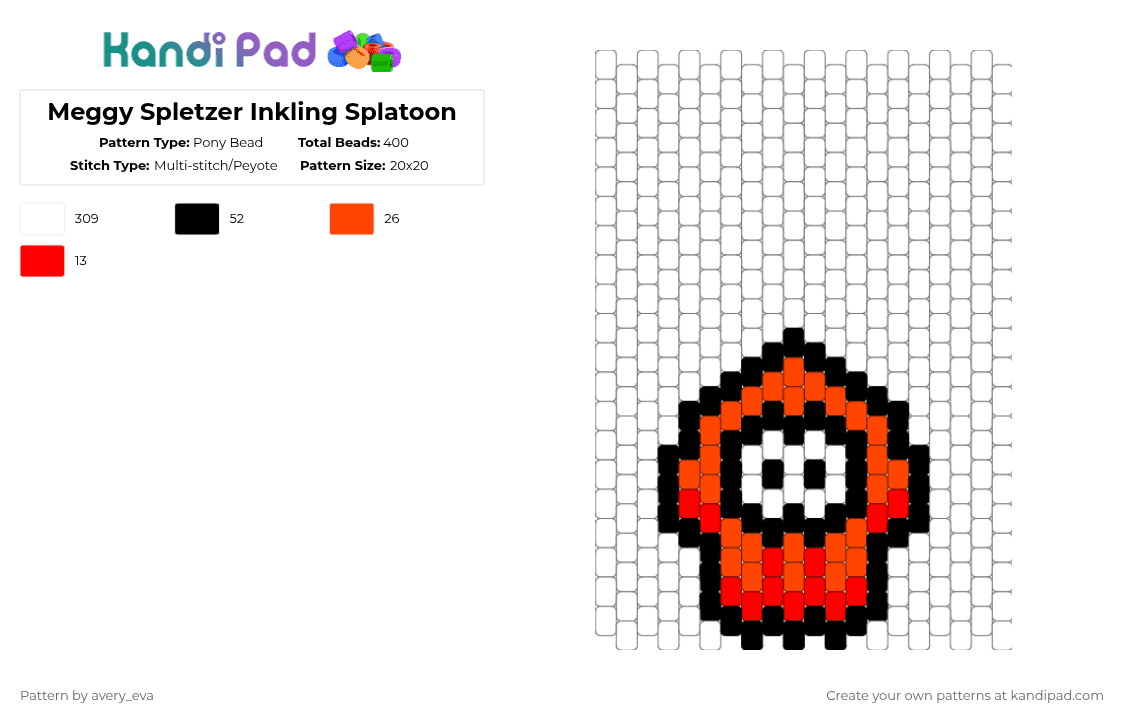 Meggy Spletzer Inkling Splatoon Pony Bead Pattern - Kandi Pad | Kandi ...