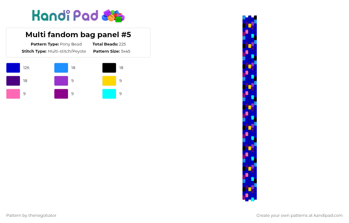 Multi fandom bag panel #5 Pony Bead Pattern - Kandi Pad | Kandi ...