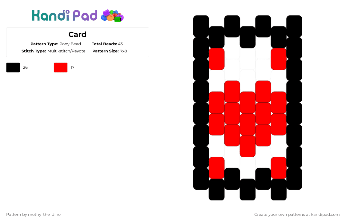 Card Pony Bead Pattern - Kandi Pad | Kandi Patterns, Fuse Bead Patterns ...