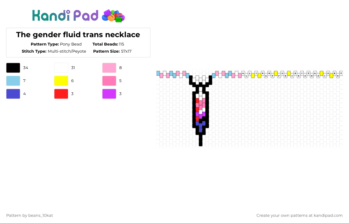 The gender fluid trans necklace Pony Bead Pattern - Kandi Pad | Kandi ...
