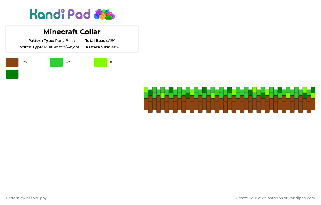 Minecraft Collar Pony Bead Pattern - Kandi Pad | Kandi Patterns, Fuse ...