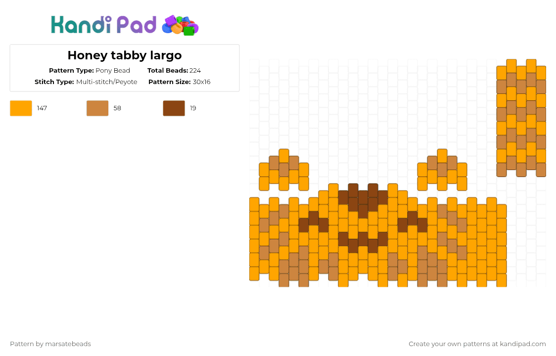 Honey tabby largo Pony Bead Pattern - Kandi Pad | Kandi Patterns, Fuse ...