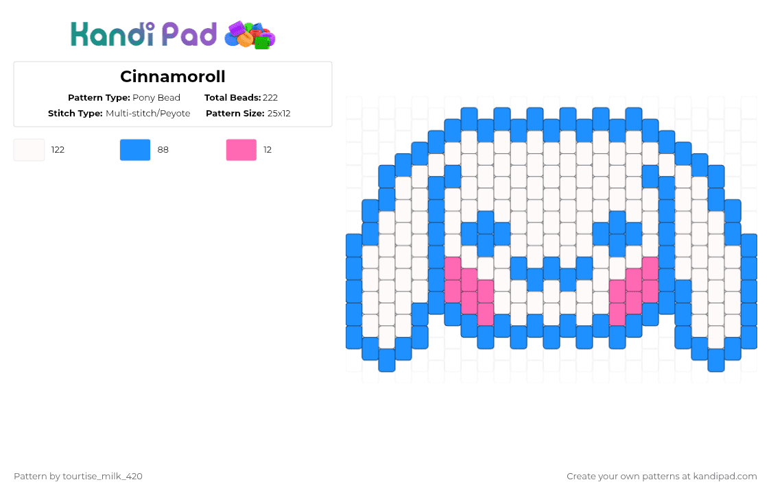 Cinnamoroll Pony Bead Pattern - Kandi Pad | Kandi Patterns, Fuse Bead ...