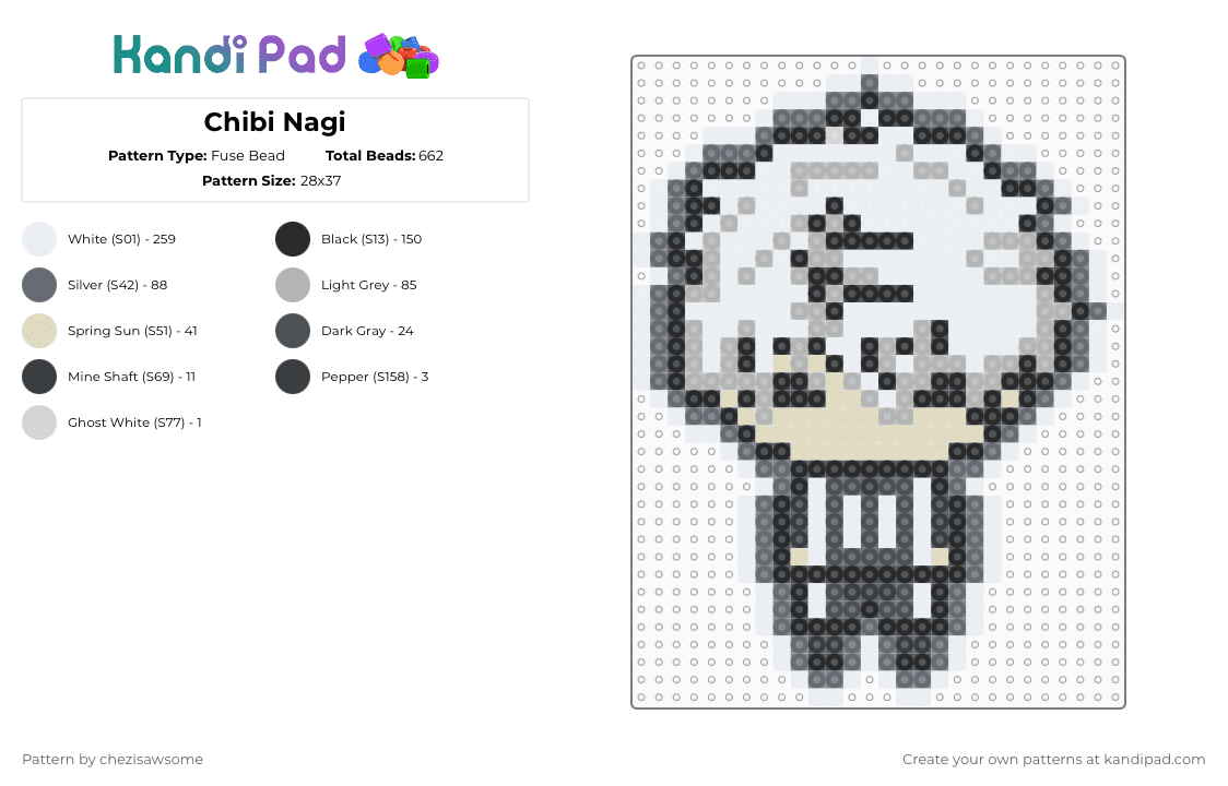 Chibi Nagi Fuse Bead Pattern - Kandi Pad | Kandi Patterns, Fuse Bead ...