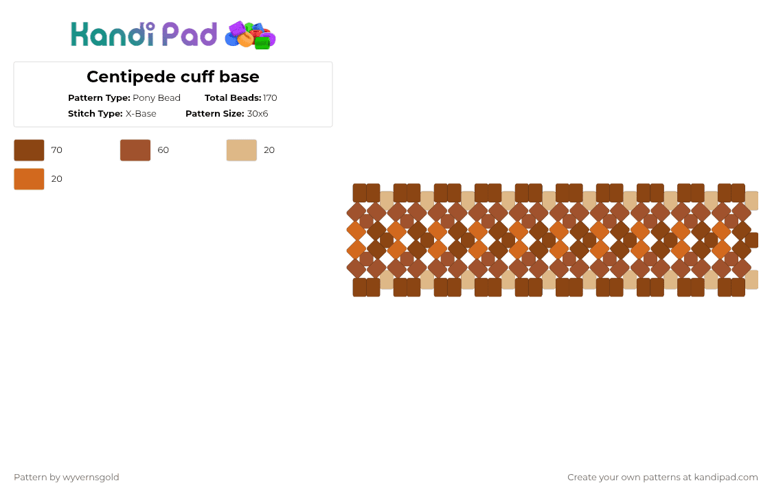 Centipede cuff base Pony Bead Pattern - Kandi Pad | Kandi Patterns ...