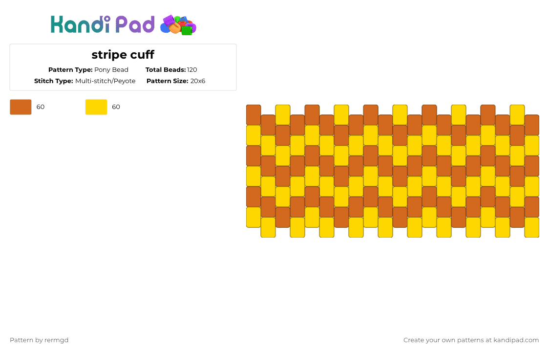 Stripe cuff Pony Bead Pattern - Kandi Pad | Kandi Patterns, Fuse Bead ...