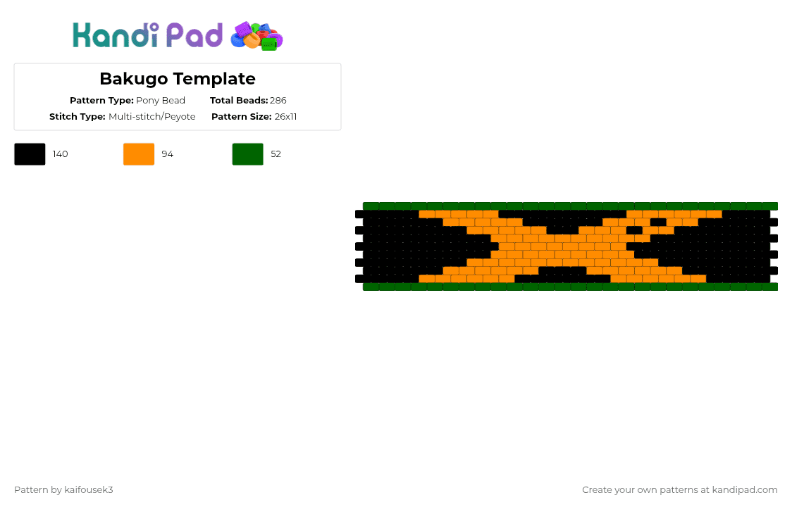 Bakugo Template Pony Bead Pattern - Kandi Pad | Kandi Patterns, Fuse ...