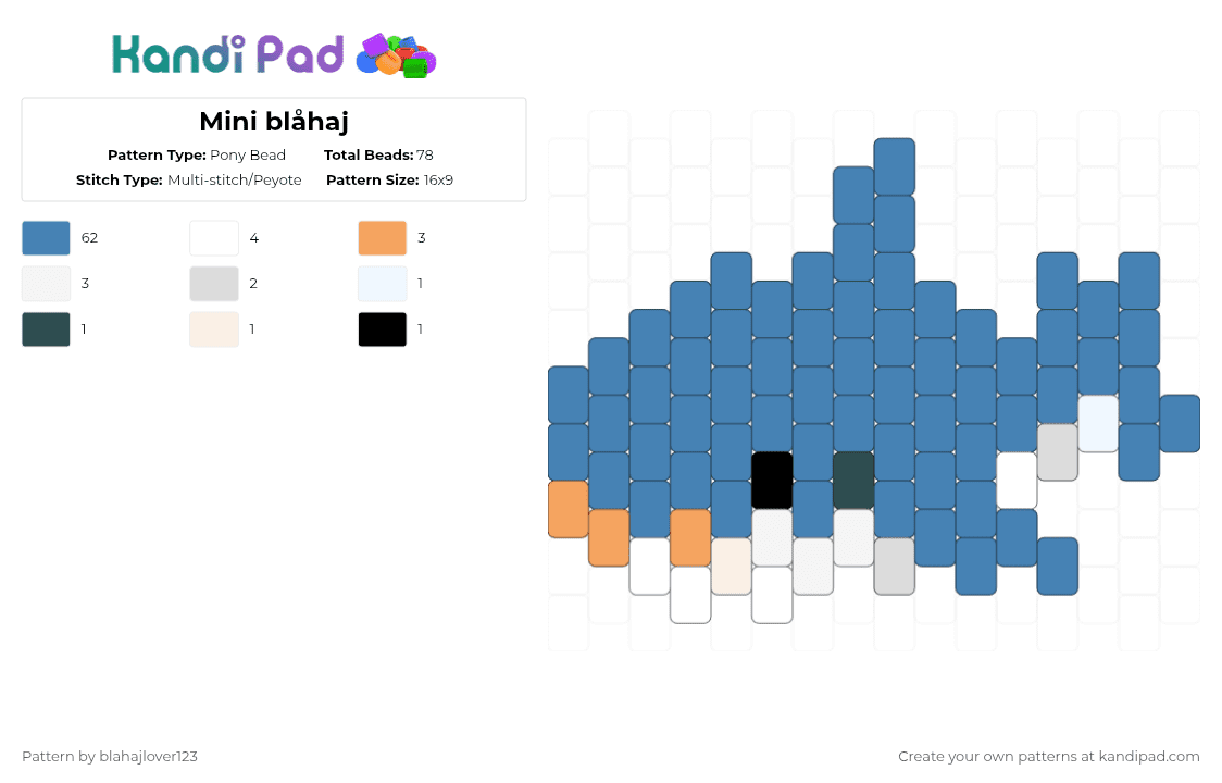 Mini blåhaj Pony Bead Pattern - Kandi Pad | Kandi Patterns, Fuse Bead ...