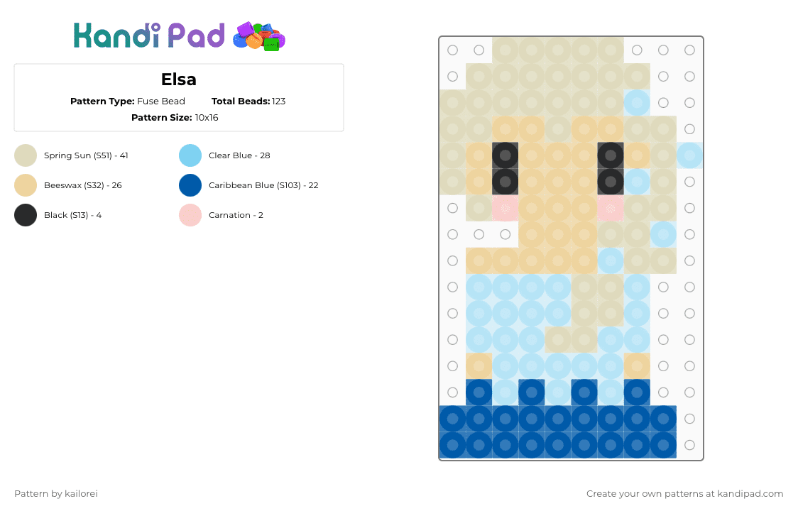Elsa Fuse Bead Pattern - Kandi Pad | Kandi Patterns, Fuse Bead Patterns ...