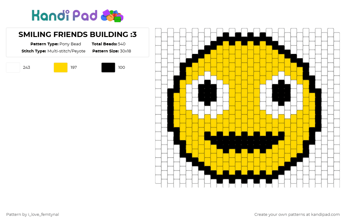 SMILING FRIENDS BUILDING :3 Pony Bead Pattern - Kandi Pad | Kandi ...
