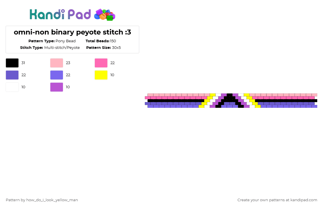 Omni-non binary peyote stitch :3 Pony Bead Pattern - Kandi Pad | Kandi ...