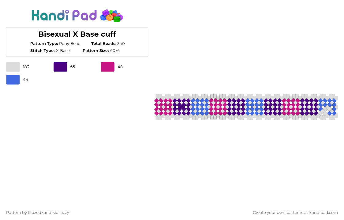 Bisexual X Base cuff Pony Bead Pattern - Kandi Pad | Kandi Patterns ...