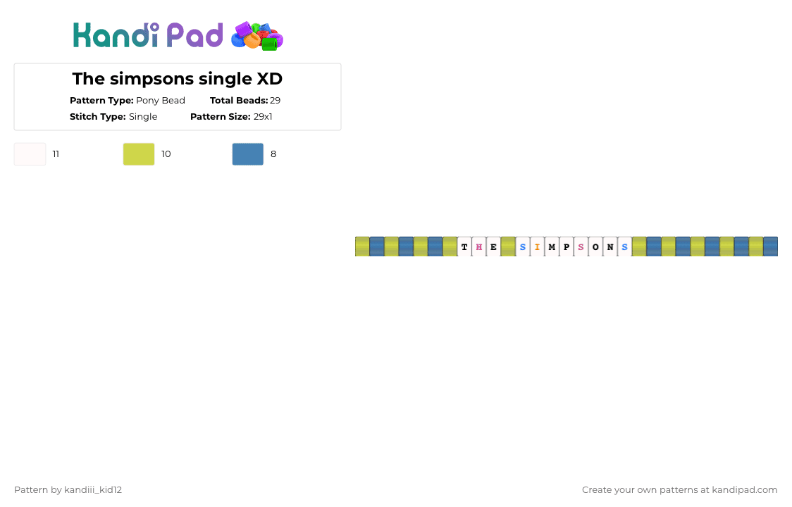 The simpsons single XD Pony Bead Pattern - Kandi Pad | Kandi Patterns ...