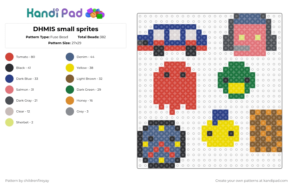 DHMIS small sprites Fuse Bead Pattern - Kandi Pad | Kandi Patterns ...