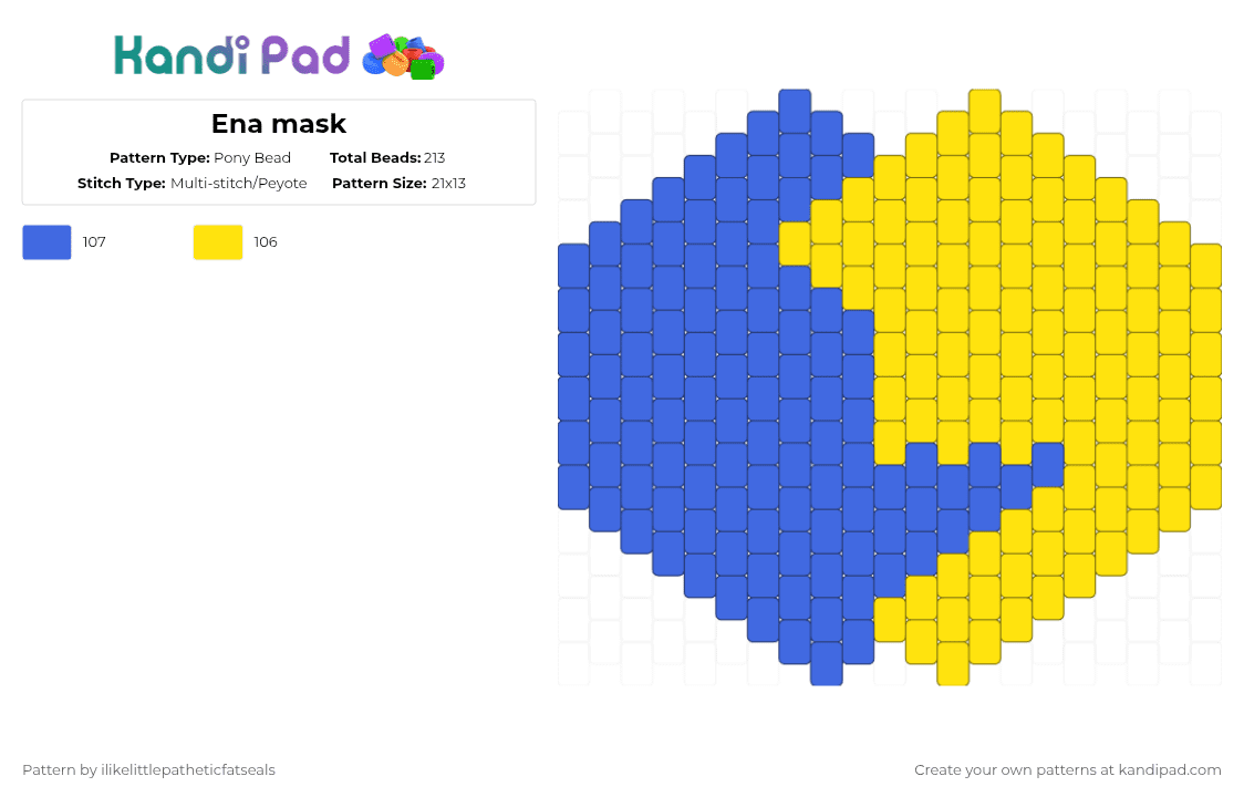 Ena mask Pony Bead Pattern - Kandi Pad | Kandi Patterns, Fuse Bead ...
