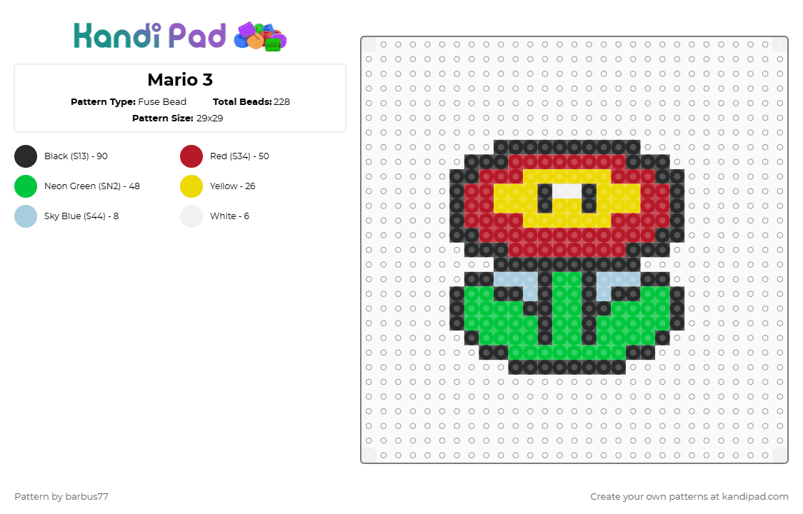 Mario 3 Fuse Bead Pattern - Kandi Pad | Kandi Patterns, Fuse Bead ...