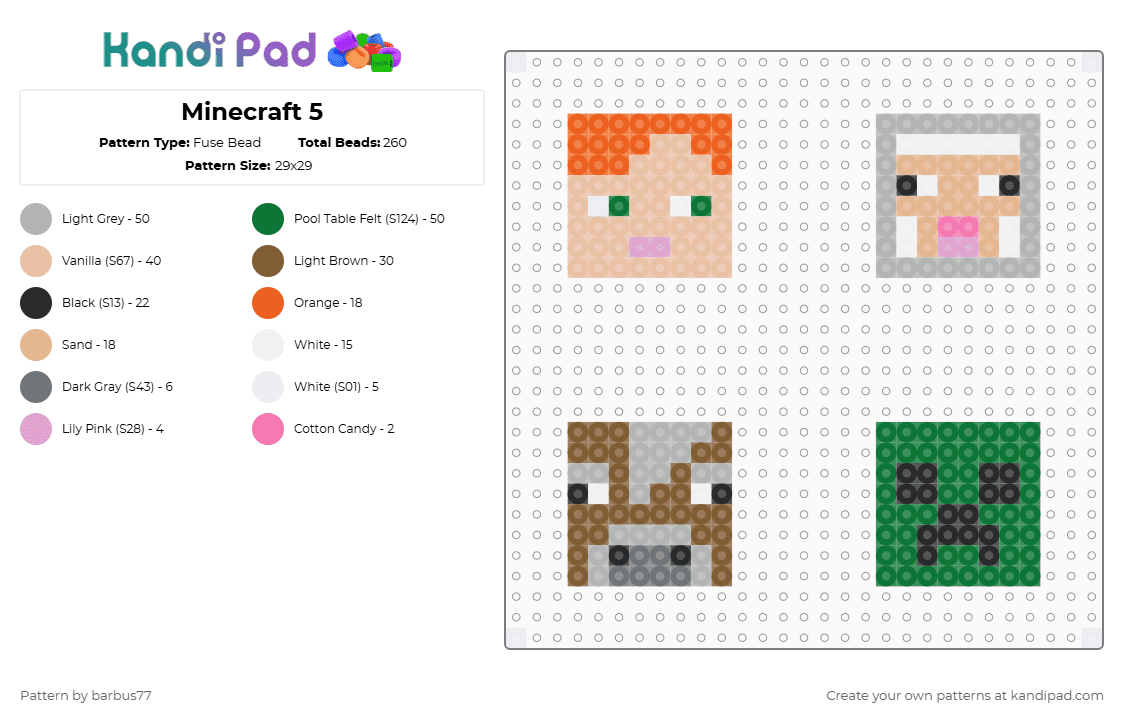 Minecraft Fuse Bead Patterns - Gallery - Kandi Pad | Kandi Patterns ...
