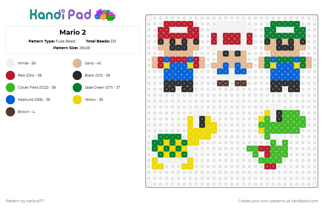 Mario 2 Fuse Bead Pattern - Kandi Pad | Kandi Patterns, Fuse Bead ...