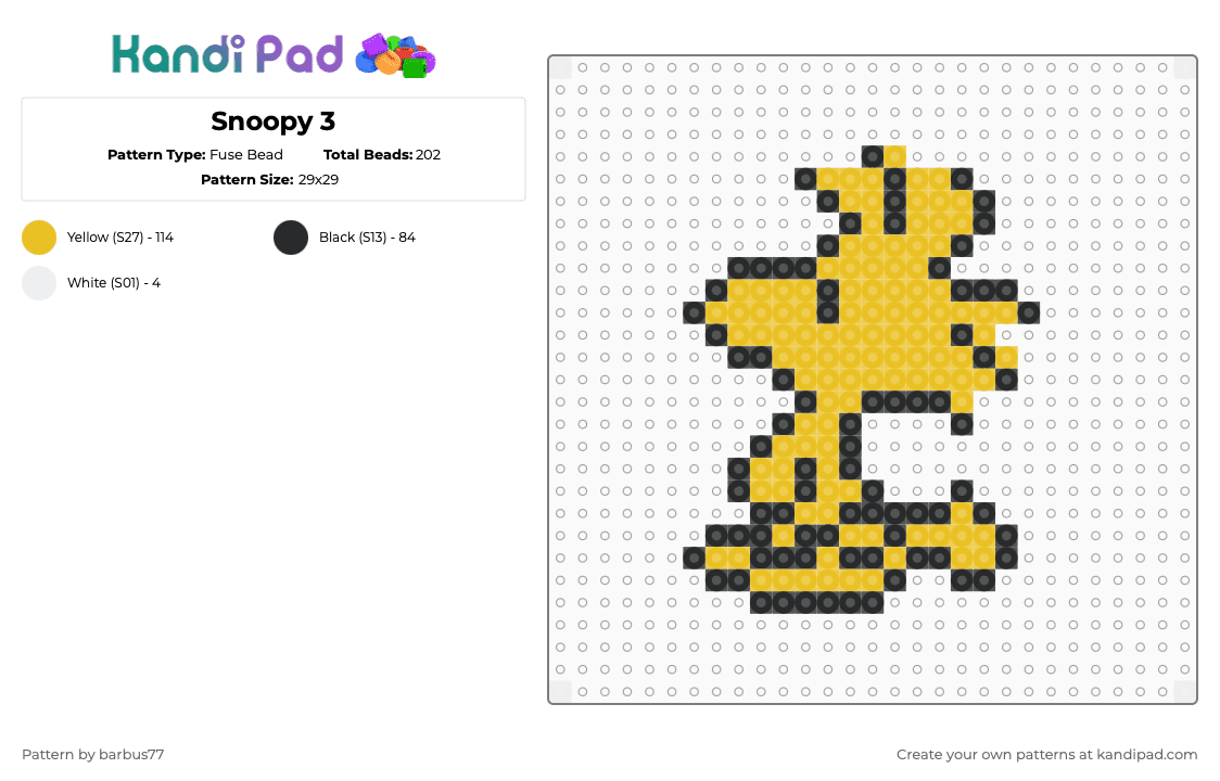 Snoopy Fuse Bead Patterns - Gallery - Kandi Pad | Kandi Patterns, Fuse ...