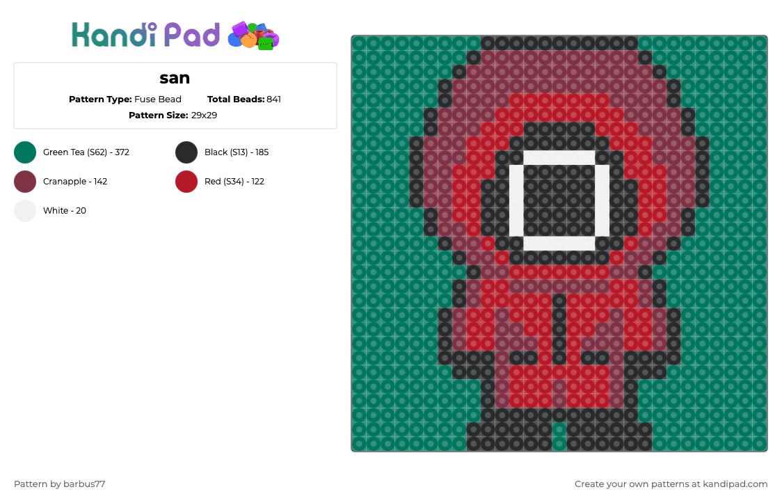 San Fuse Bead Pattern - Kandi Pad | Kandi Patterns, Fuse Bead Patterns ...