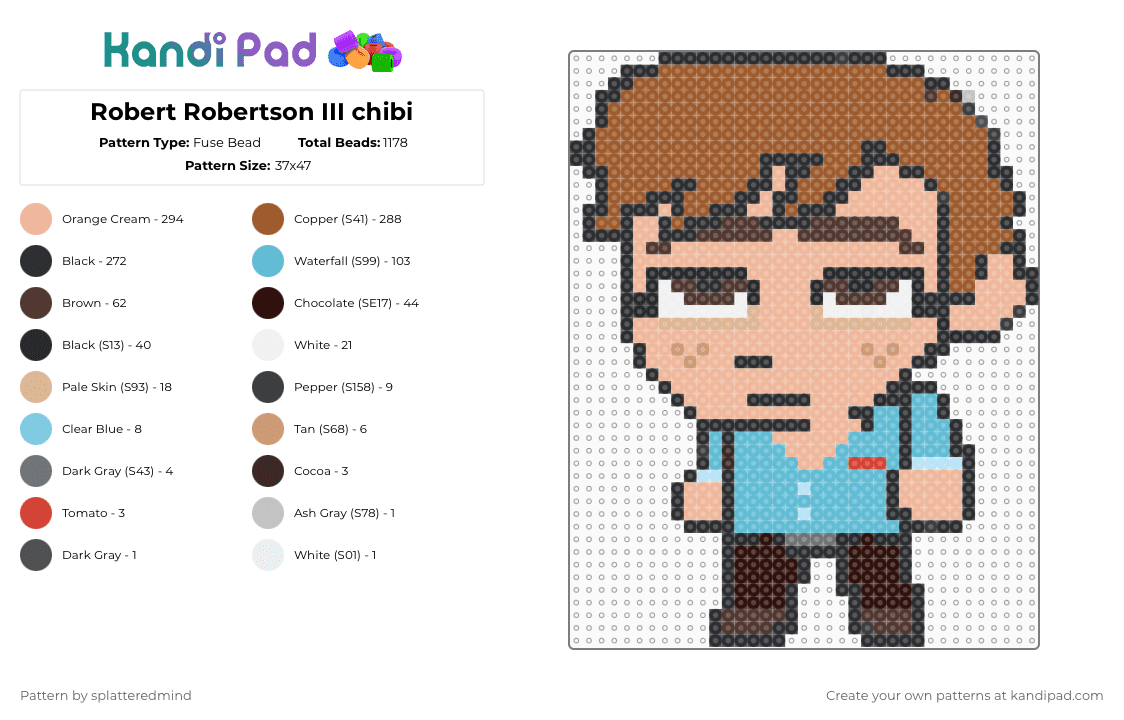 Robert Robertson III chibi Fuse Bead Pattern - Kandi Pad | Kandi ...