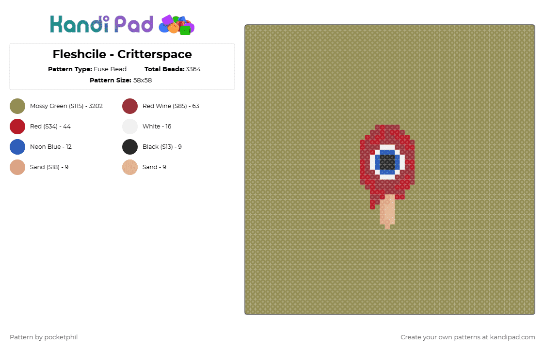 Fleshcile - Critterspace Fuse Bead Pattern - Kandi Pad | Kandi Patterns ...