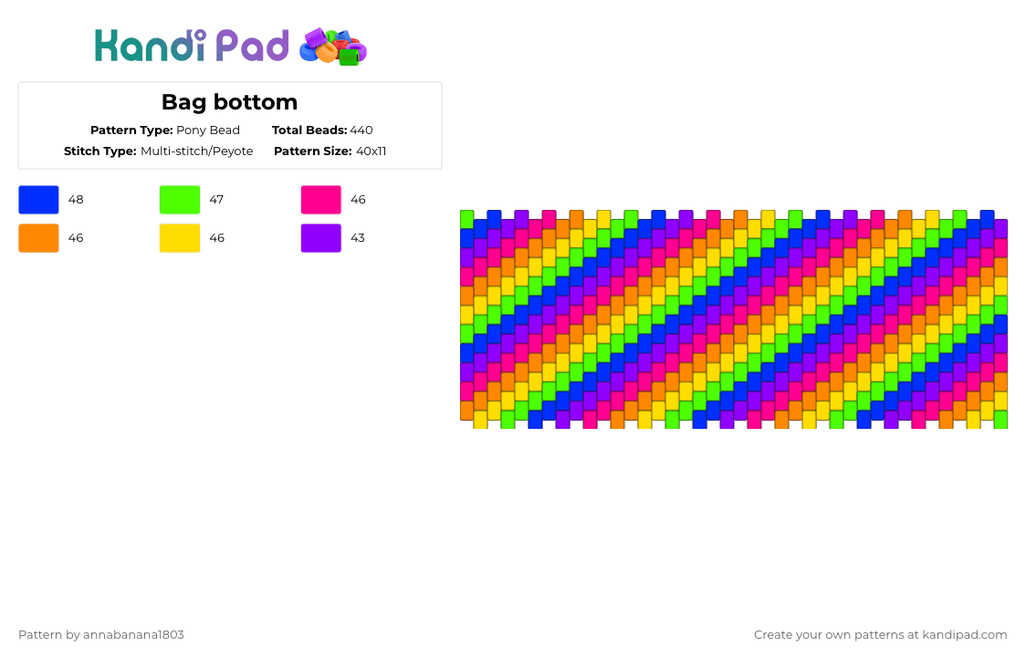 Bag bottom Pony Bead Pattern - Kandi Pad | Kandi Patterns, Fuse Bead ...