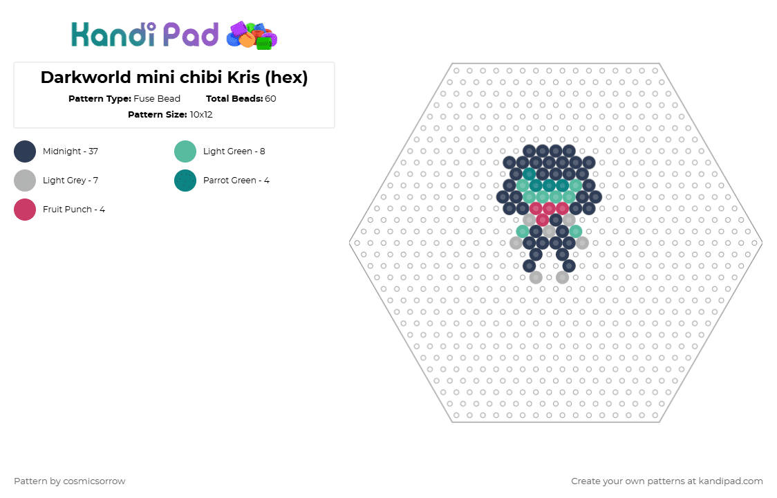 Darkworld mini chibi Kris (hex) Fuse Bead Pattern - Kandi Pad | Kandi ...