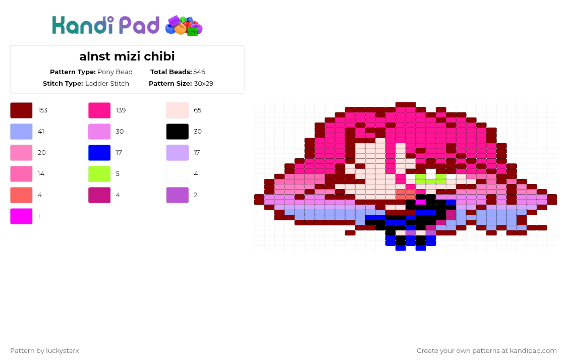 Alnst mizi chibi Pony Bead Pattern - Kandi Pad | Kandi Patterns, Fuse ...