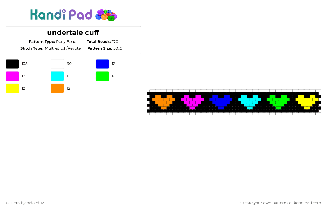 Undertale cuff Pony Bead Pattern - Kandi Pad | Kandi Patterns, Fuse ...