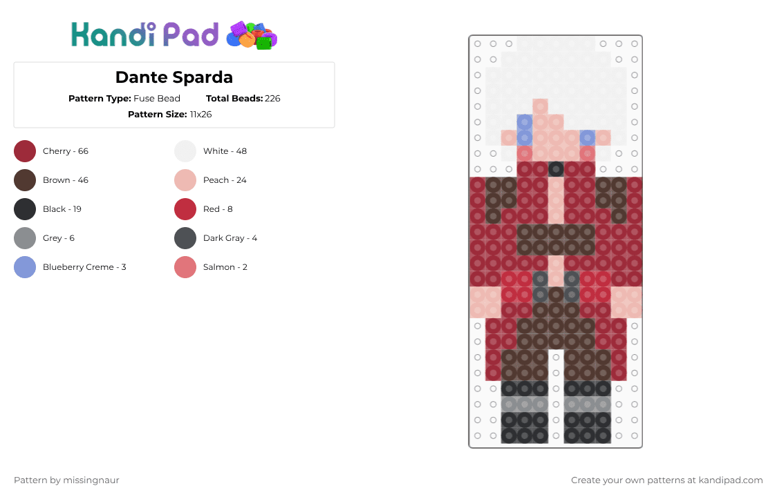 Dante Sparda Fuse Bead Pattern - Kandi Pad | Kandi Patterns, Fuse Bead ...