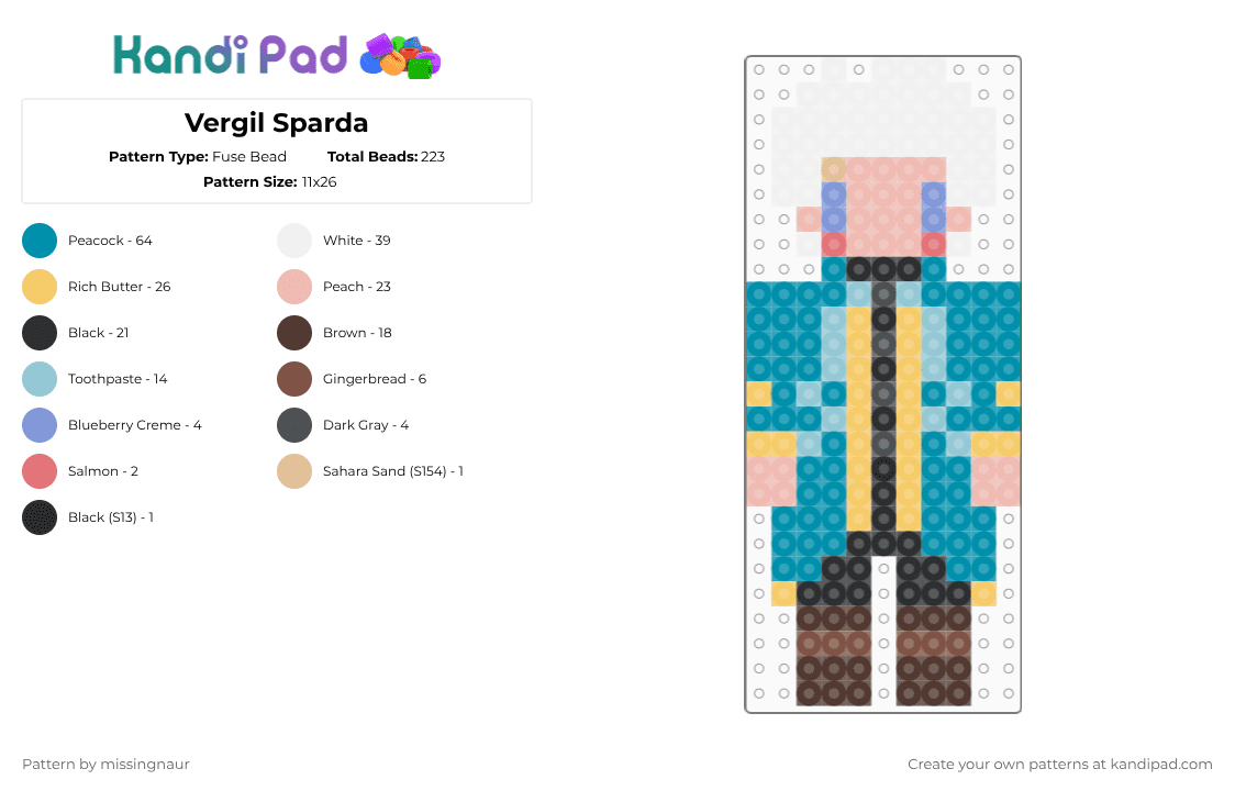 Vergil Sparda Fuse Bead Pattern - Kandi Pad | Kandi Patterns, Fuse Bead ...