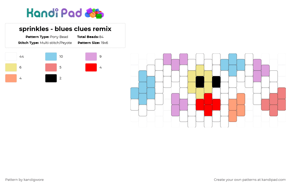 Sprinkles - blues clues remix Pony Bead Pattern - Kandi Pad | Kandi ...