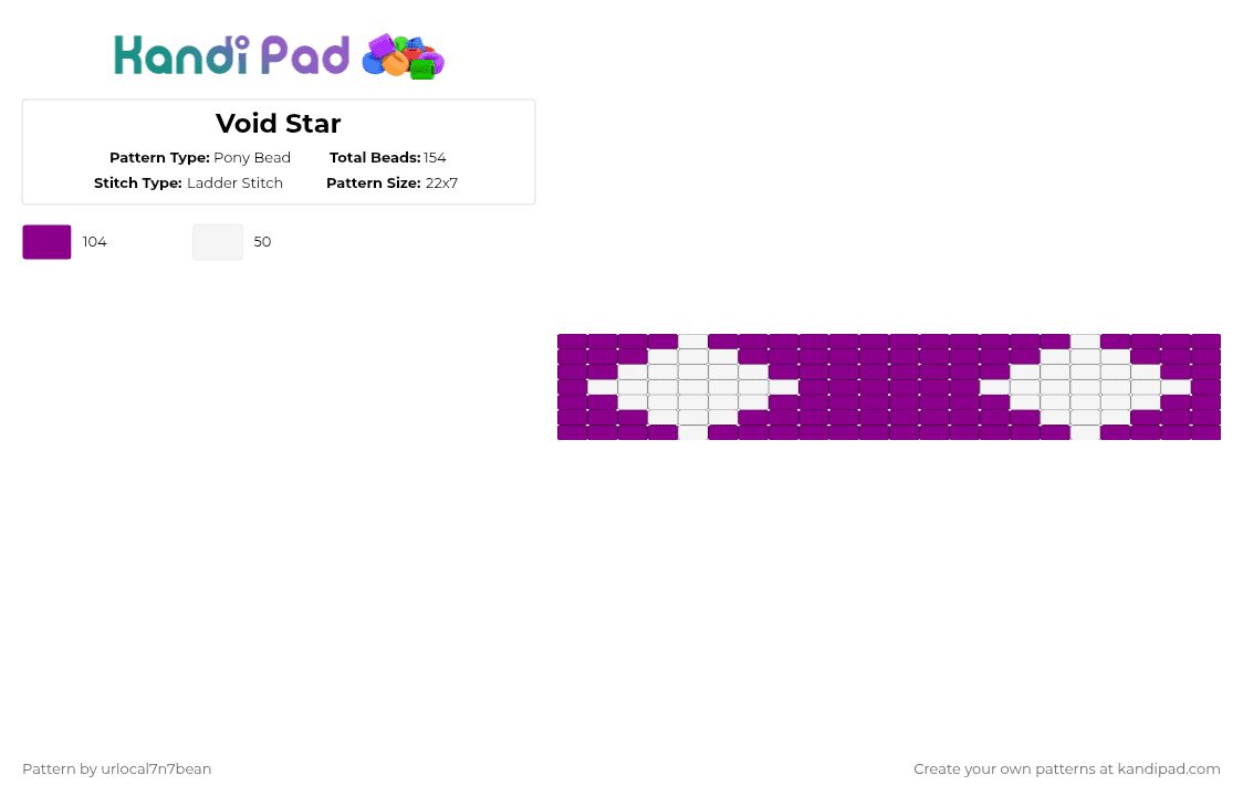 Void Star Pony Bead Pattern - Kandi Pad | Kandi Patterns, Fuse Bead ...