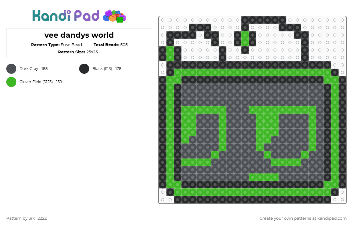 Vee dandys world Fuse Bead Pattern - Kandi Pad | Kandi Patterns, Fuse ...