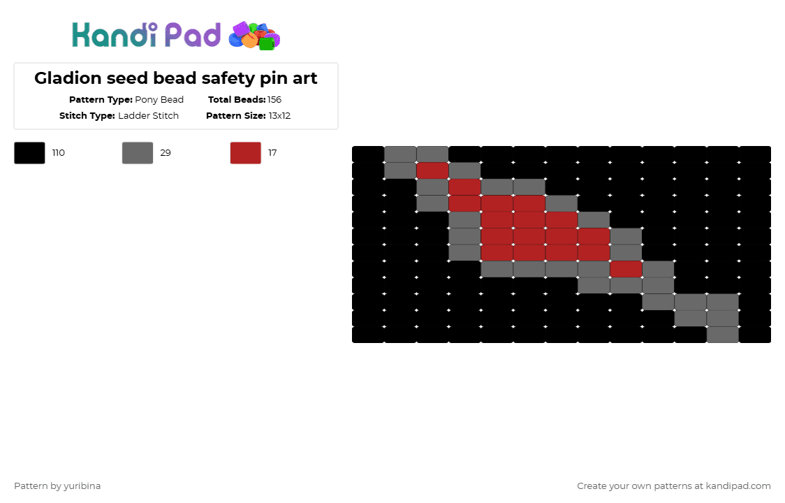 Gladion seed bead safety pin art Pony Bead Pattern - Kandi Pad | Kandi ...