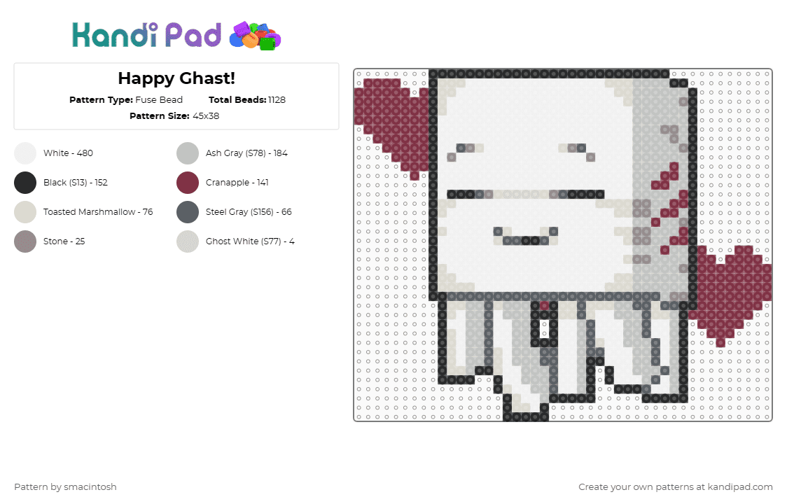 Happy Ghast! Fuse Bead Pattern - Kandi Pad | Kandi Patterns, Fuse Bead ...