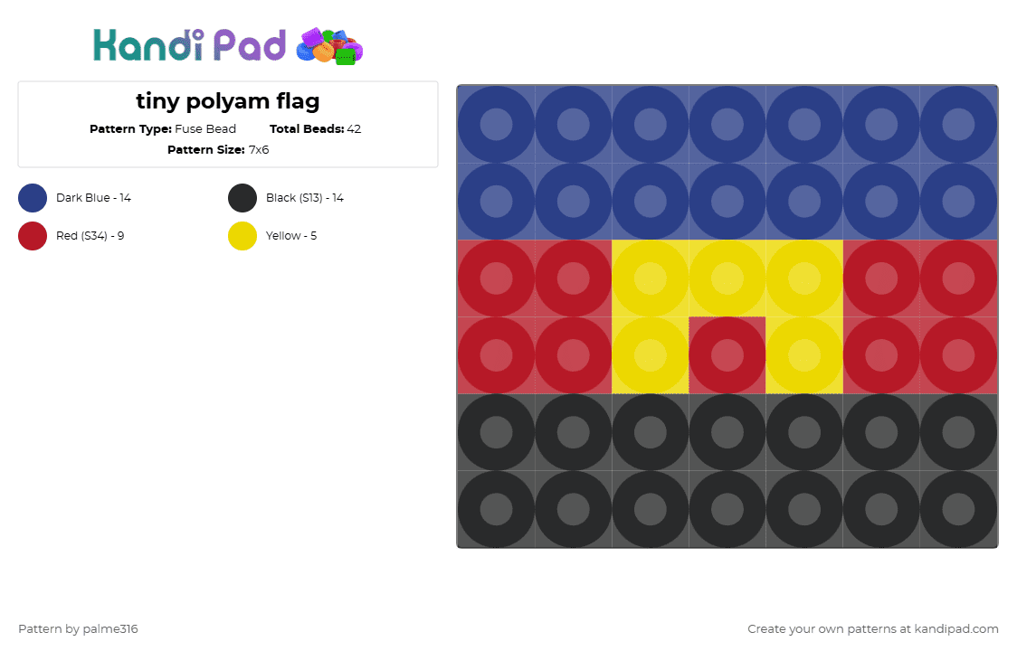 Tiny polyam flag Fuse Bead Pattern - Kandi Pad | Kandi Patterns, Fuse ...