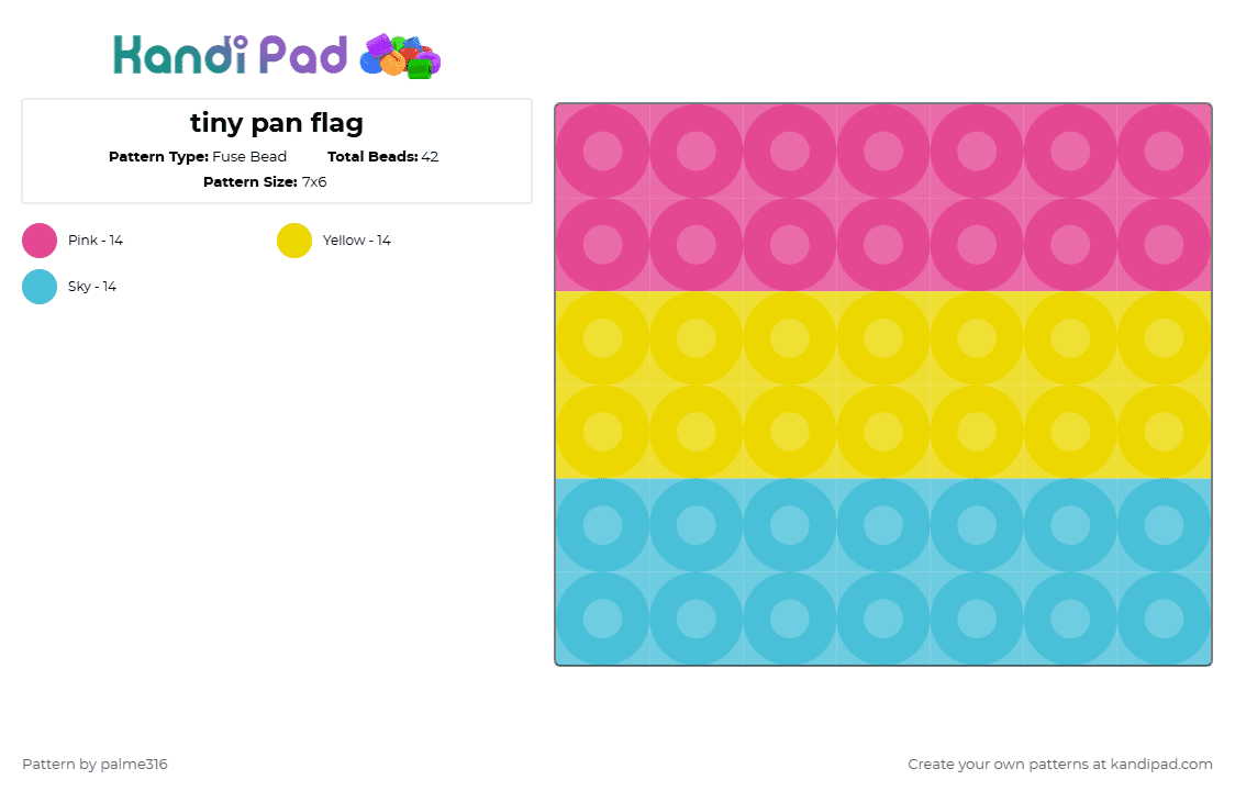 Tiny pan flag Fuse Bead Pattern - Kandi Pad | Kandi Patterns, Fuse Bead ...